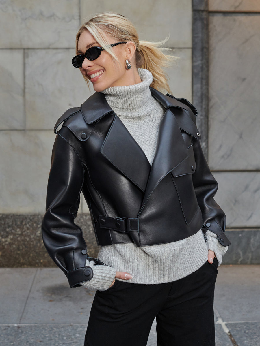 The Popski Oversized Leather in Black – Popski London