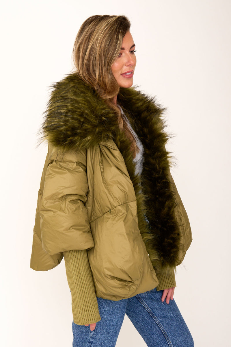 The Popski Goose Down Jacket with Faux Fur – Popski London