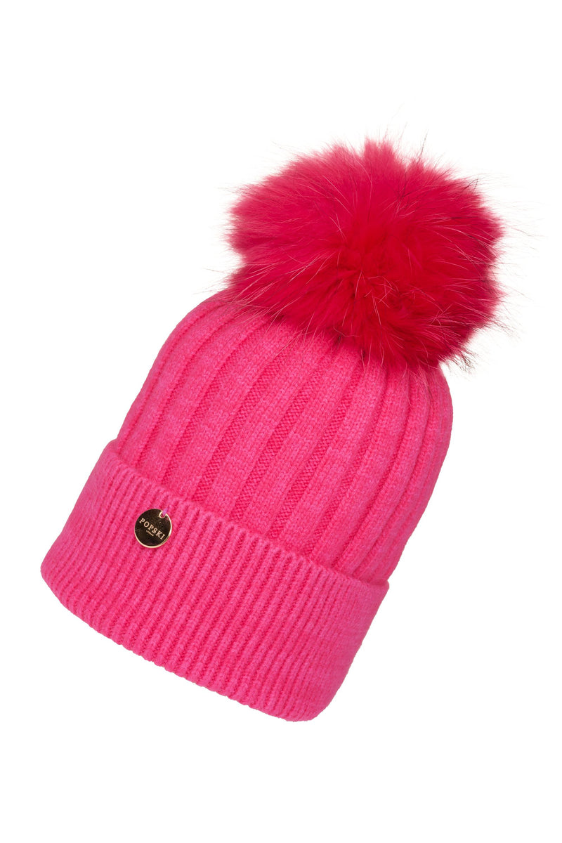Mini Angora Hot Pink Hat with matching Pom – Popski London