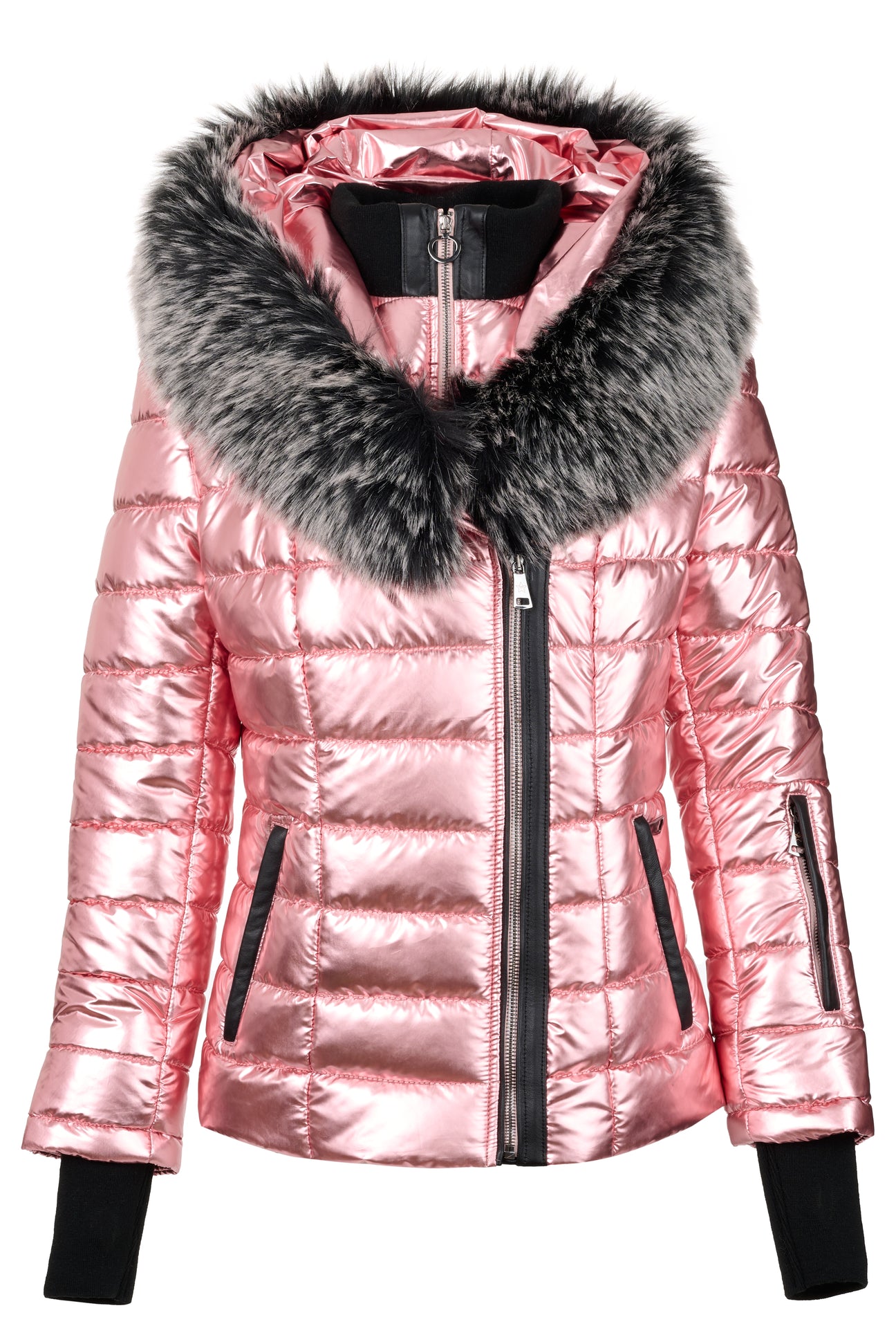 Popski London Ski Jacket Metallic Pink